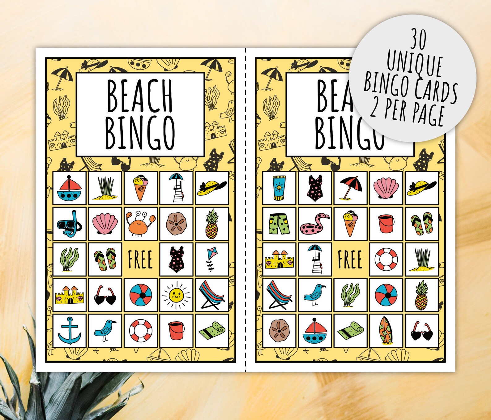 Beach Bingo Game for Kids, Pool Party or Kids Beach Day Party Game ...