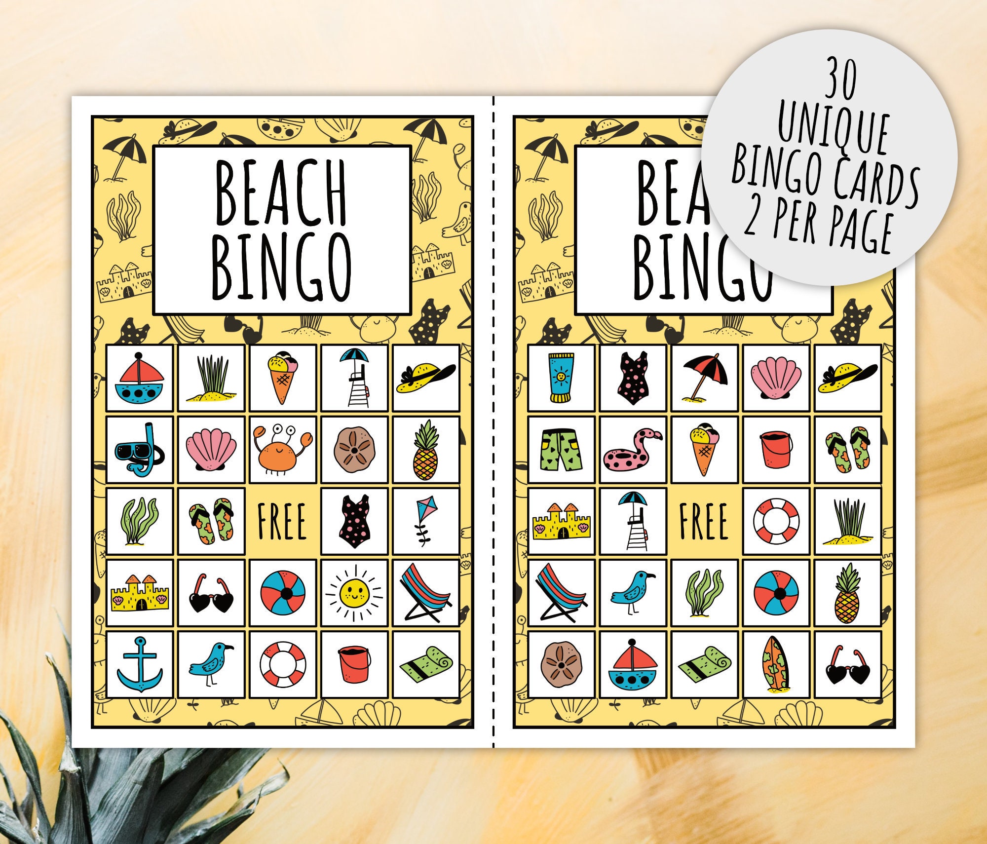 Beach Bingo Game for Kids, Pool Party or Kids Beach Day Party Game ...