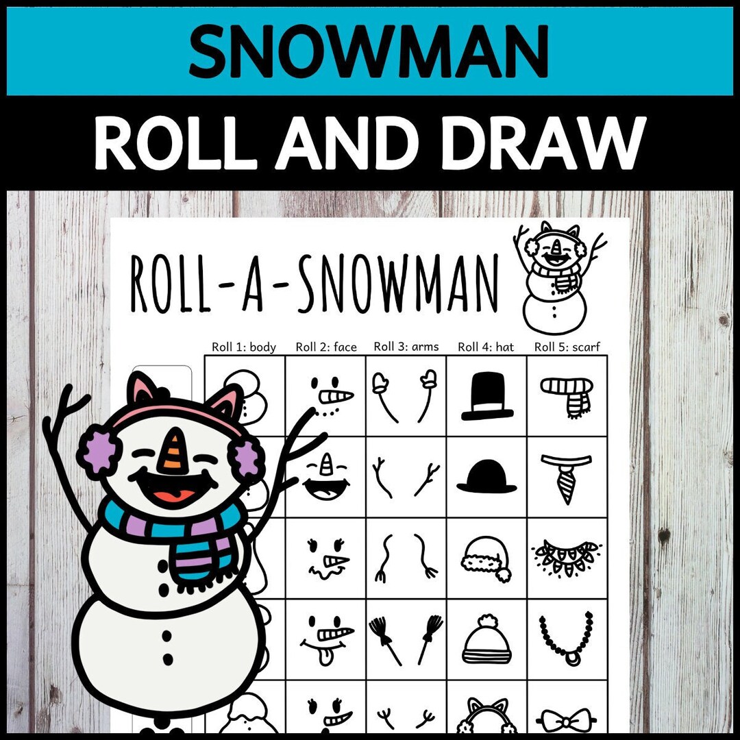 Roll-a-snowman Roll and Draw a Snowman Game Winter Dice Drawing ...