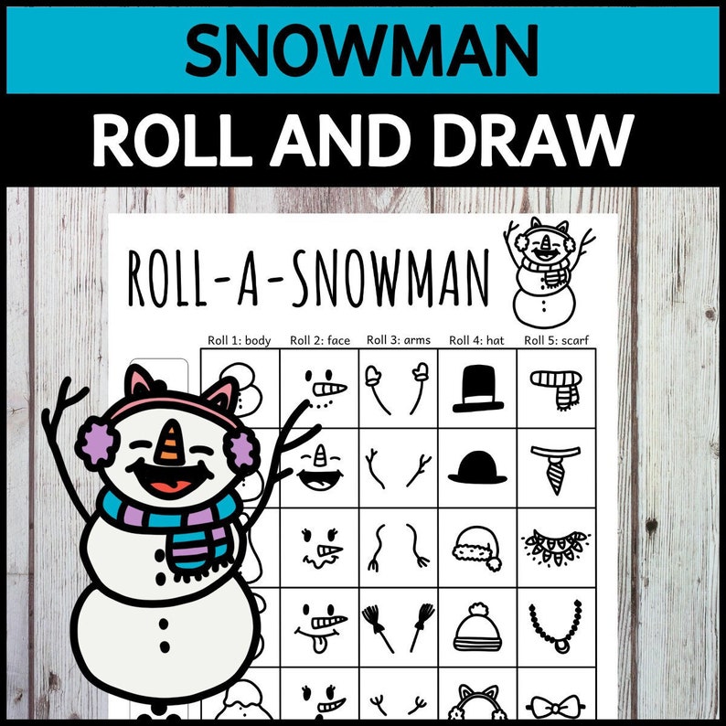 Roll-a-snowman Roll and Draw a Snowman Game Winter Dice Drawing ...