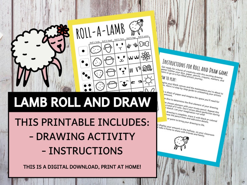 Roll-a-lamb Roll and Draw an Easter Lamb Game Spring Sheep Dice Drawing ...