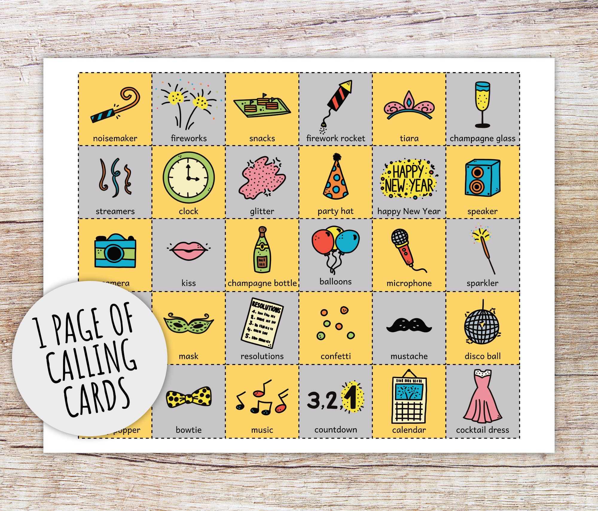 New Year Bingo Game for Kids, Kids Winter Party Game, Classroom Game ...