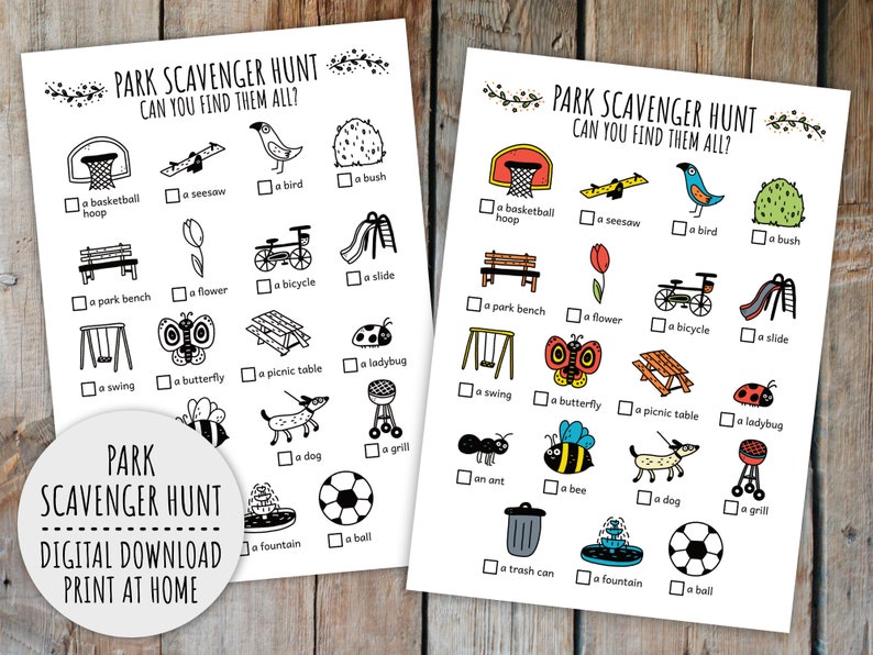 Park Scavenger Hunt for Kids, Outdoors Kids Activity, Printable Game ...