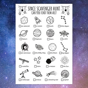 Space Scavenger Hunt for Kids, Planetarium Treasure Hunt, Galaxy ...