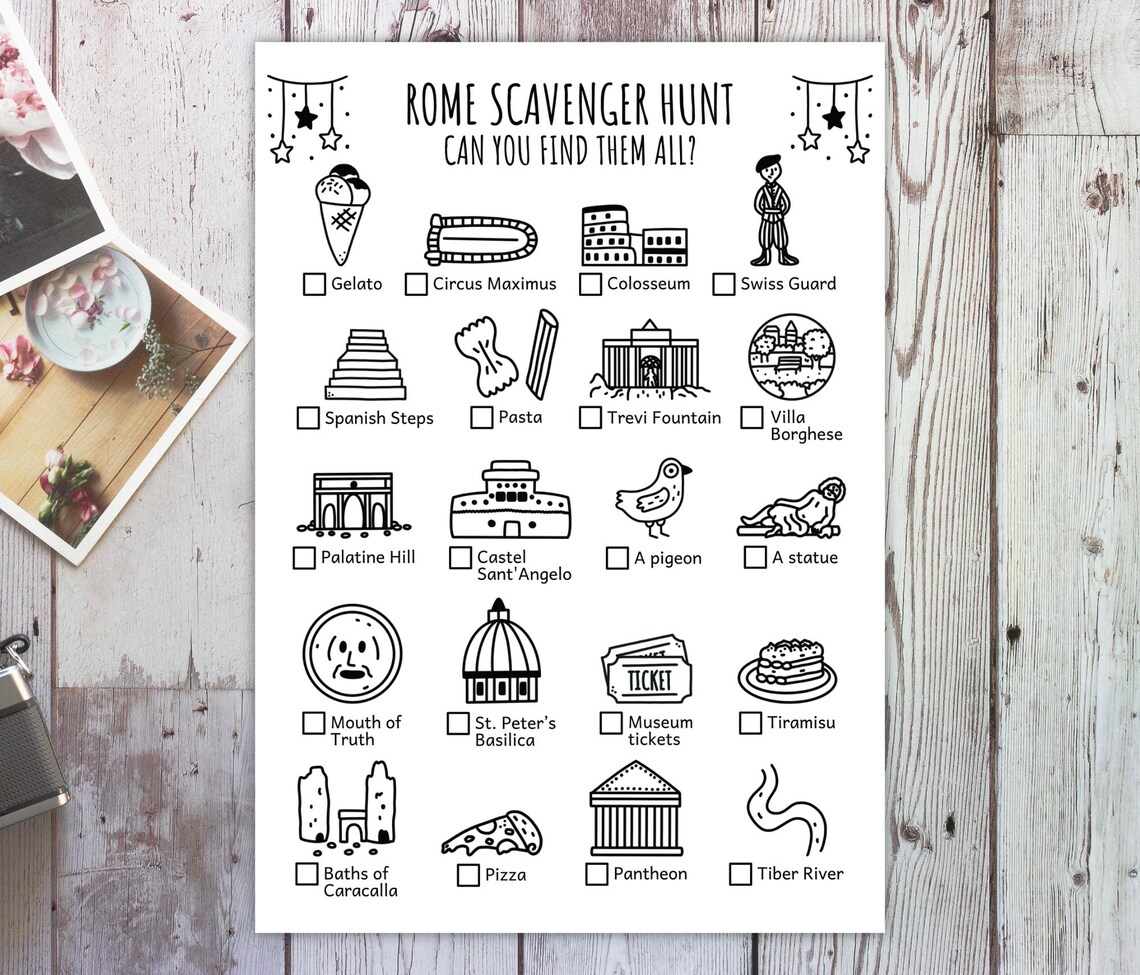 Rome Scavenger Hunt for Kids, Travel City Trip Treasure Hunt, Italy ...