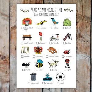 Park Scavenger Hunt for Kids, Outdoors Kids Activity, Printable Game ...