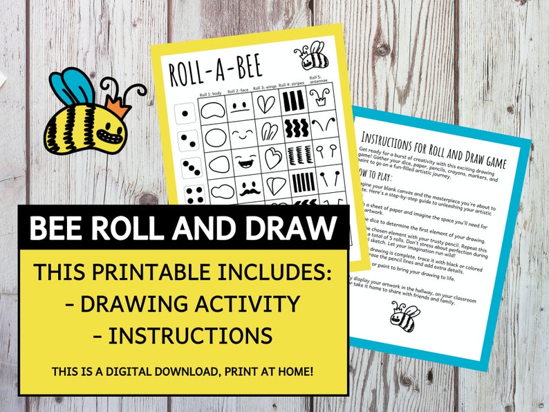 Roll-a-bee Roll and Draw a Bee Game Spring Dice Drawing Activity for ...