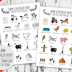 Farm Scavenger Hunt for Kids, Outdoor Kids Activities and Kids Birthday ...