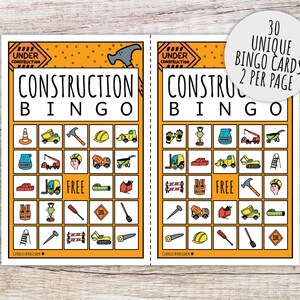 Construction Bingo Game for Kids, Kids Builder Party Game, Classroom ...