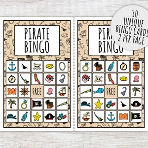 Pirate Bingo Game for Kids, Kids Birthday Party Game, Preschool ...
