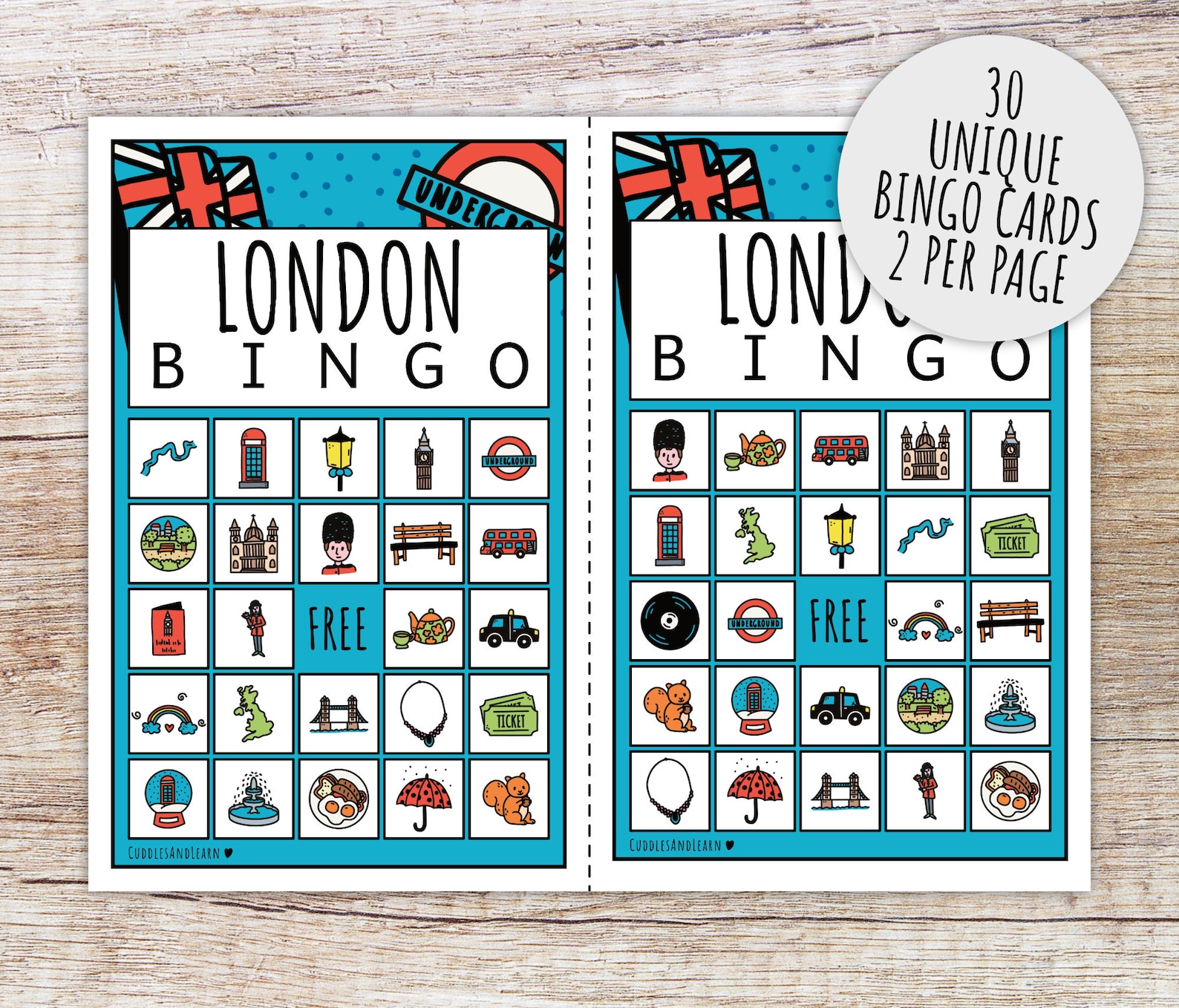 London Bingo Game for Kids, Kids Great Britain Party Game, Travel ...