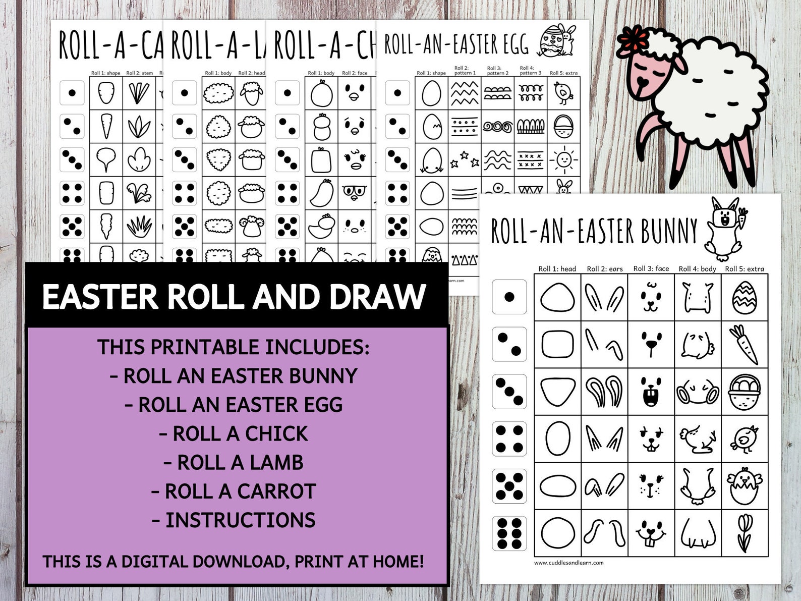 Easter Roll and Draw Game Spring Dice Drawing Activity for Kids BUNDLE ...