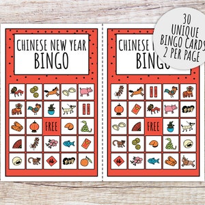 Chinese New Year Bingo Game for Kids, Kids Spring Festival Party Game ...