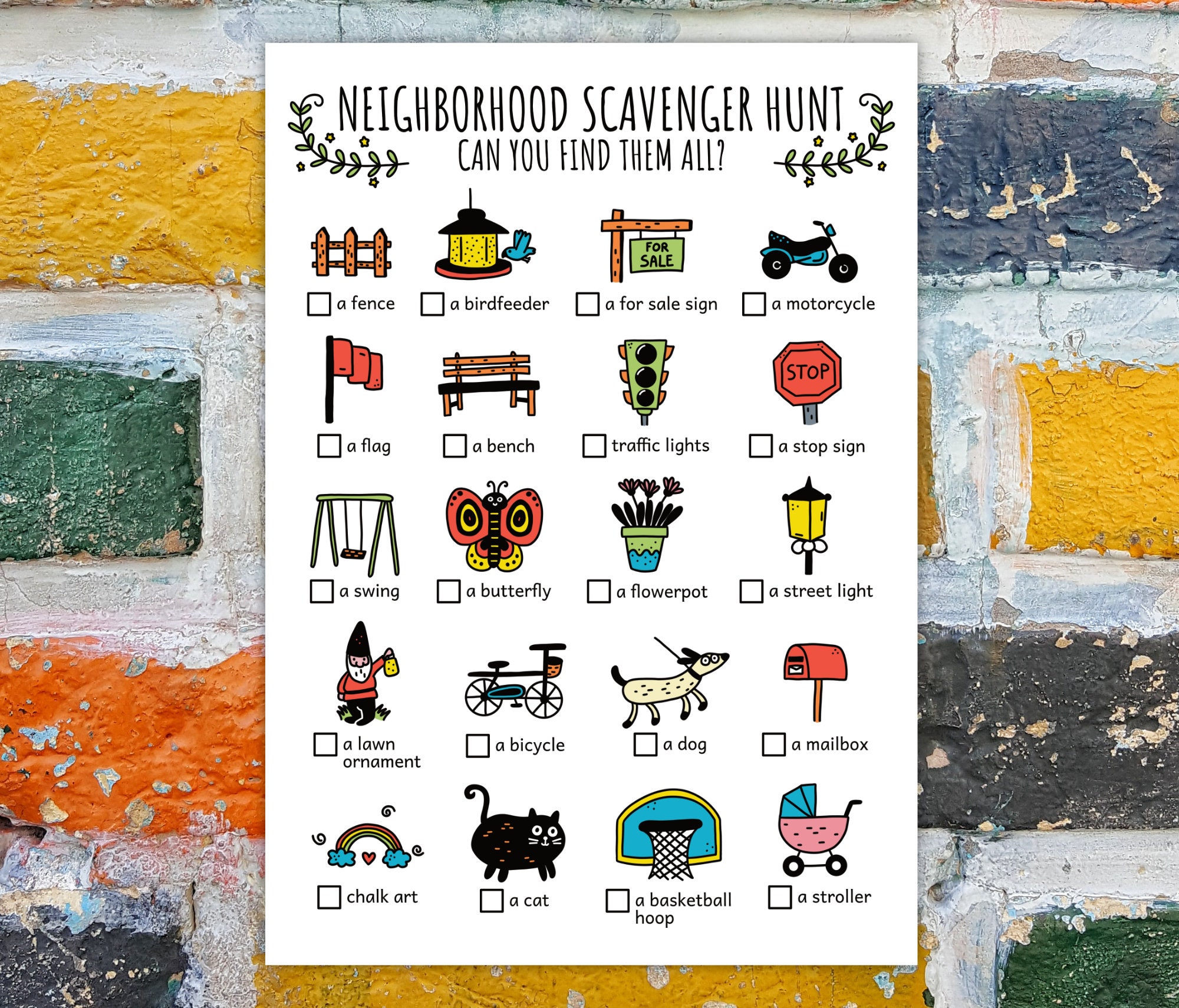 Neighborhood Scavenger Hunt for Kids, Outdoors Kids Activity, Printable ...