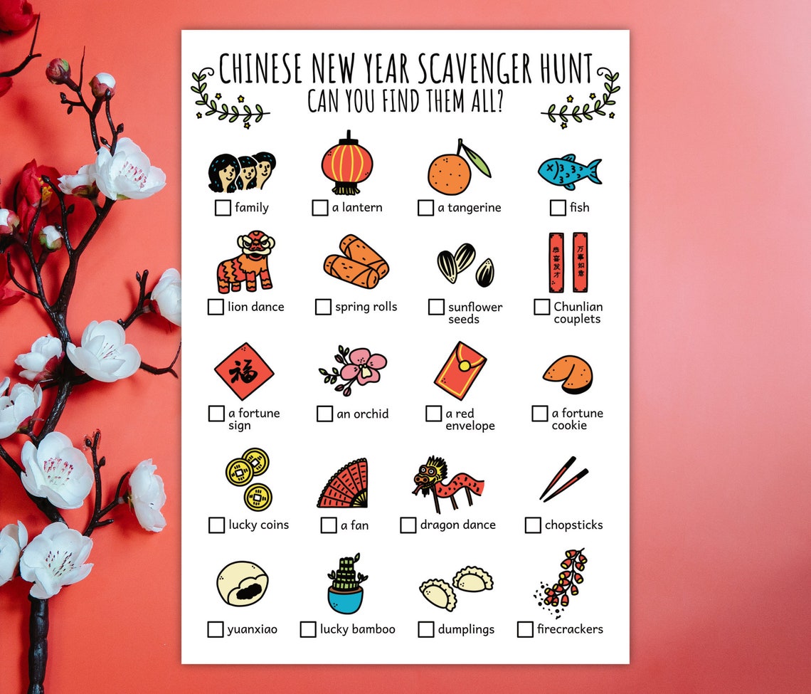 Chinese New Year Scavenger Hunt for Kids, Lunar Treasure Hunt, Spring ...