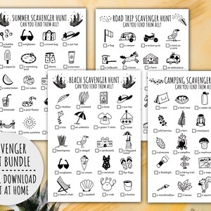 Summer Scavenger Hunt Bundle for Kids, Set of 4 Summer Treasure Hunt ...
