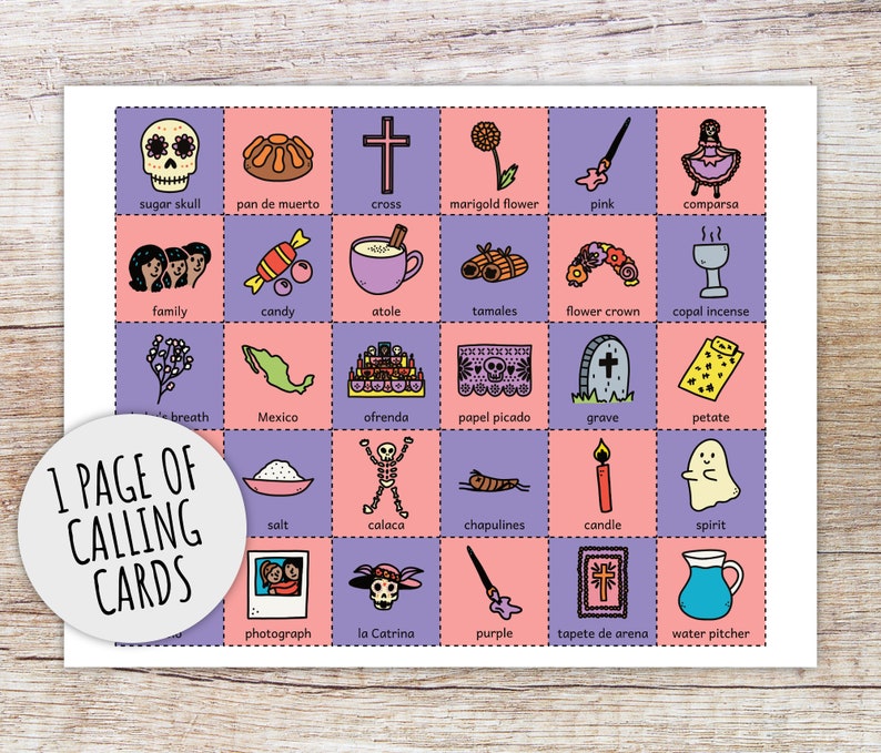 Dia De Los Muertos Bingo Game for Kids, Kids Party Game, Day of the ...