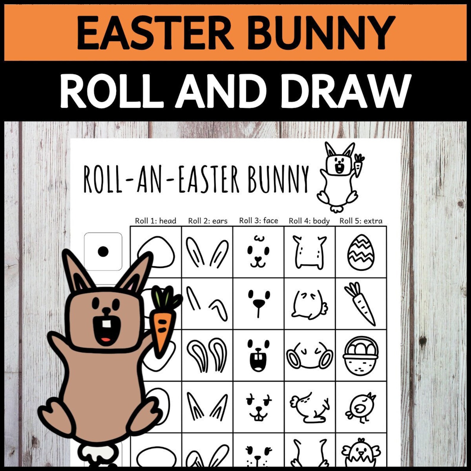 Roll-an-easter-bunny Roll and Draw a Bunny Game Spring Easter Dice ...