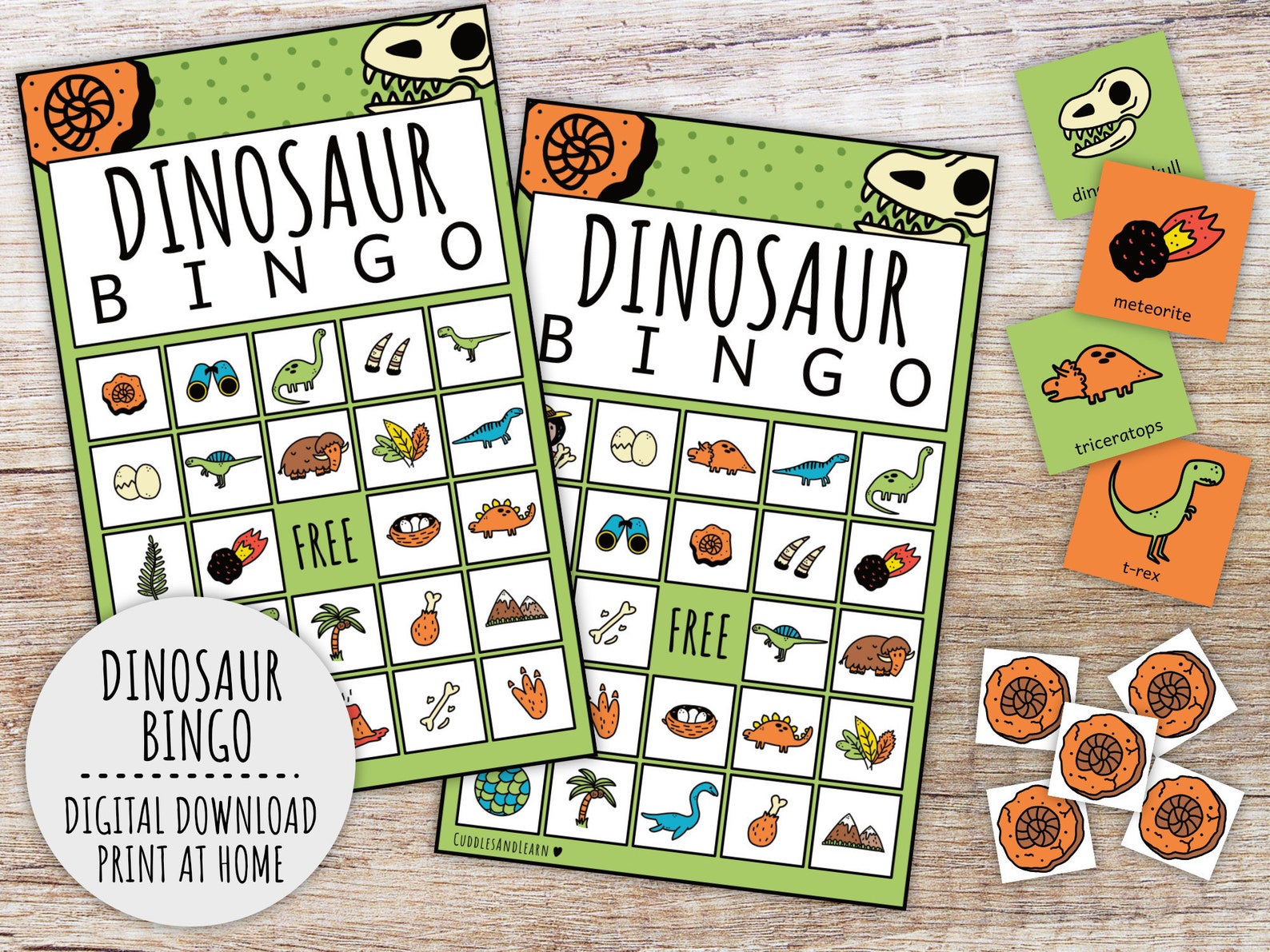 Dinosaur Bingo Game for Kids, Kids Dino Birthday Party Game, Classroom ...