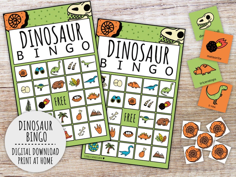 Dinosaur Bingo Game for Kids, Kids Dino Birthday Party Game, Classroom ...