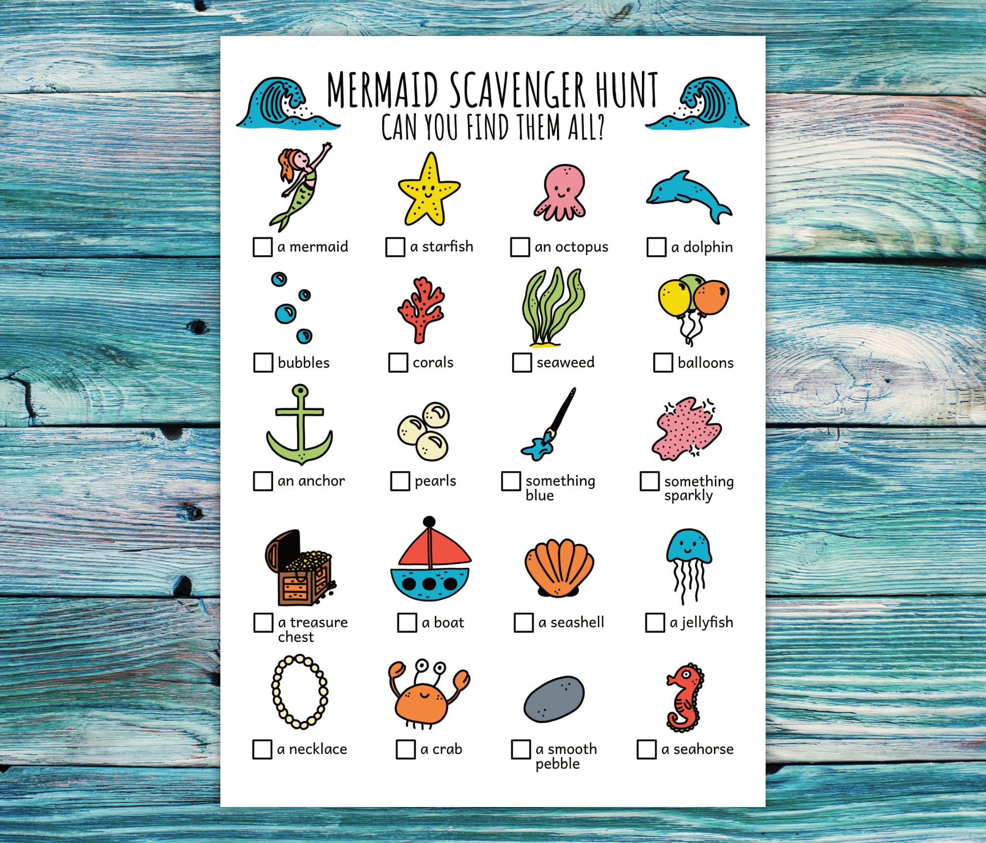 Mermaid Scavenger Hunt for Kids, Magical Sea Treasure Hunt, Mermaid ...