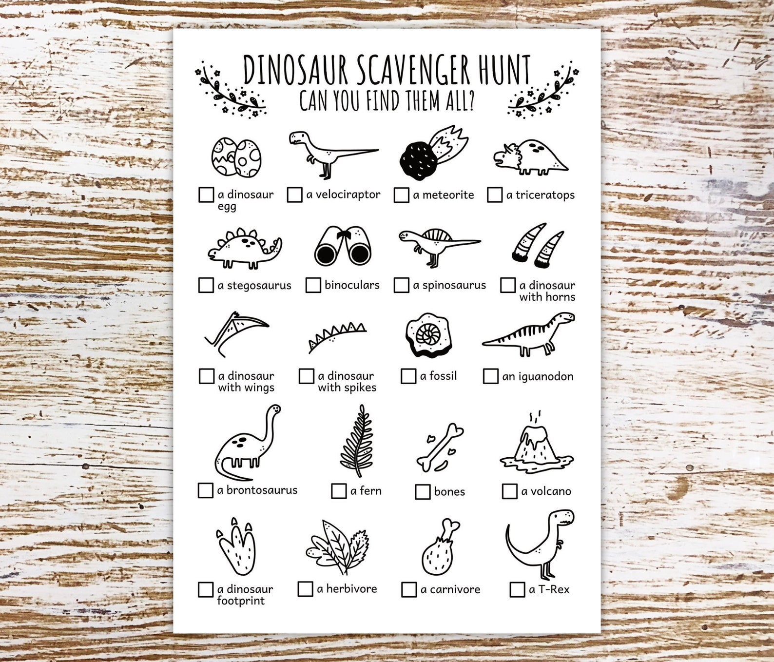 Dinosaur Scavenger Hunt for Kids, Dino Treasure Hunt and Dinosaur ...