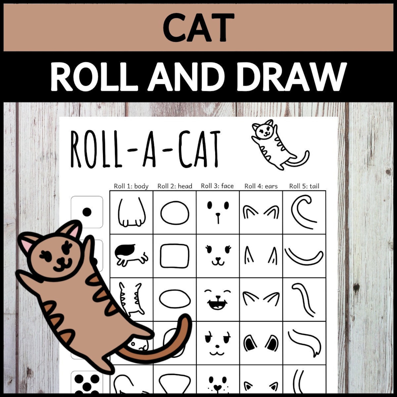 Roll-a-cat Roll and Draw a Cat Game Animal Dice Drawing Activity for ...
