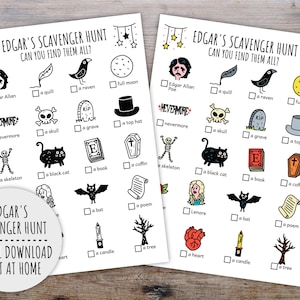 Edgar's Scavenger Hunt for Kids, Edgar Allan Poe Theme Treasure Hunt ...