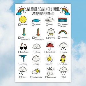 Weather Scavenger Hunt for Kids, Climate Treasure Hunt, Meteorology ...