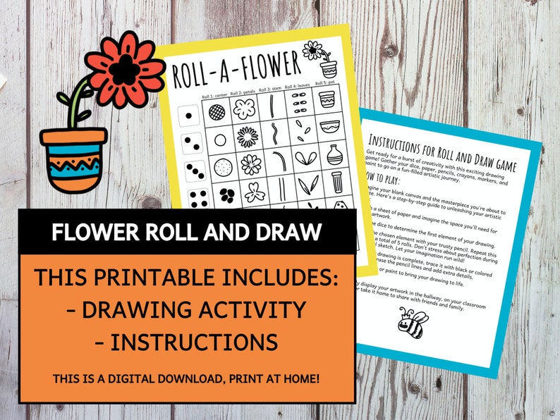 Roll-a-flower Roll and Draw a Flower Game Spring Dice Drawing Activity ...