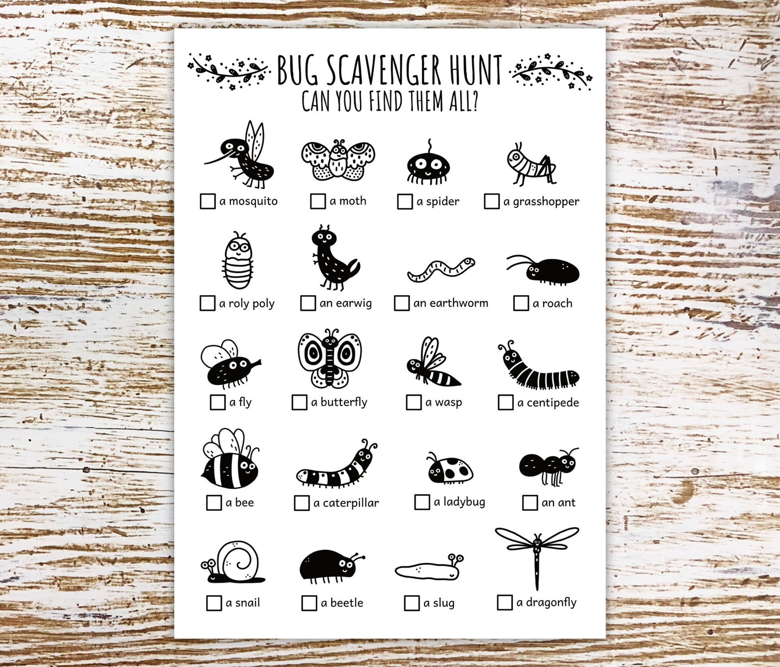 Printable Bug Scavenger Hunt for Kids – Insect Adventure Game – Outdoor ...