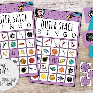Outer Space Bingo Game for Kids, Kids Galaxy Party Game, Classroom Game ...