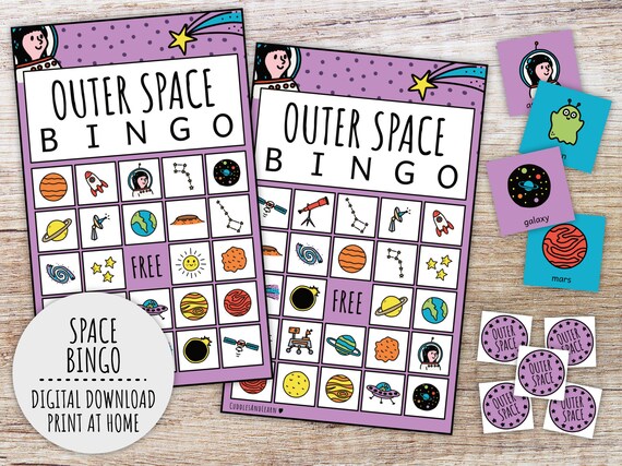 Outer Space Bingo Game for Kids Kids Galaxy Party Game | Etsy