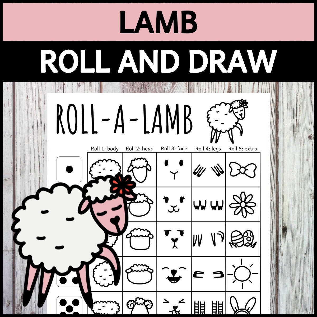 Roll-a-lamb Roll and Draw an Easter Lamb Game Spring Sheep Dice Drawing ...