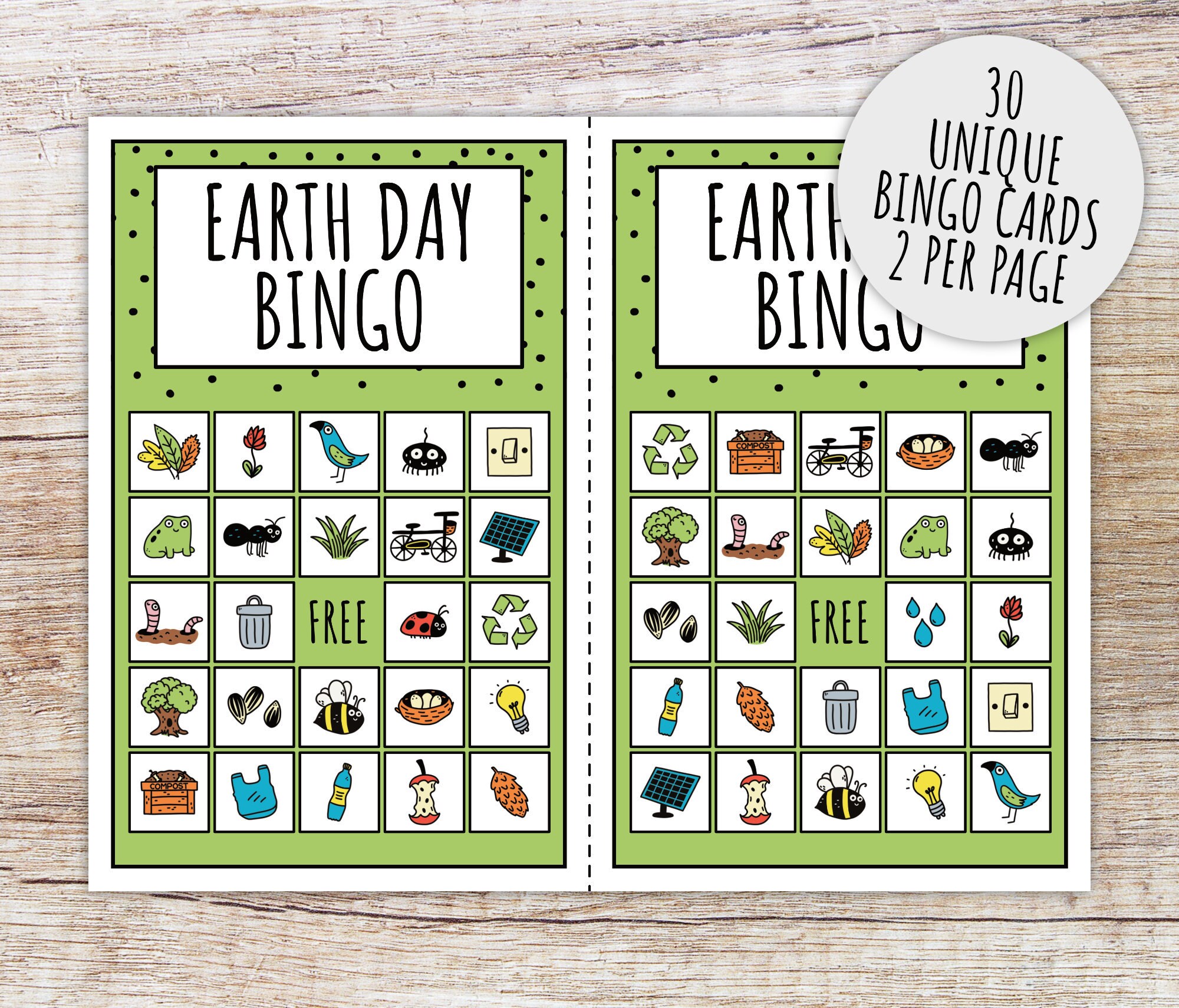 Earth Day Bingo Game for Kids, Kids Recycling Party Game, Classroom ...