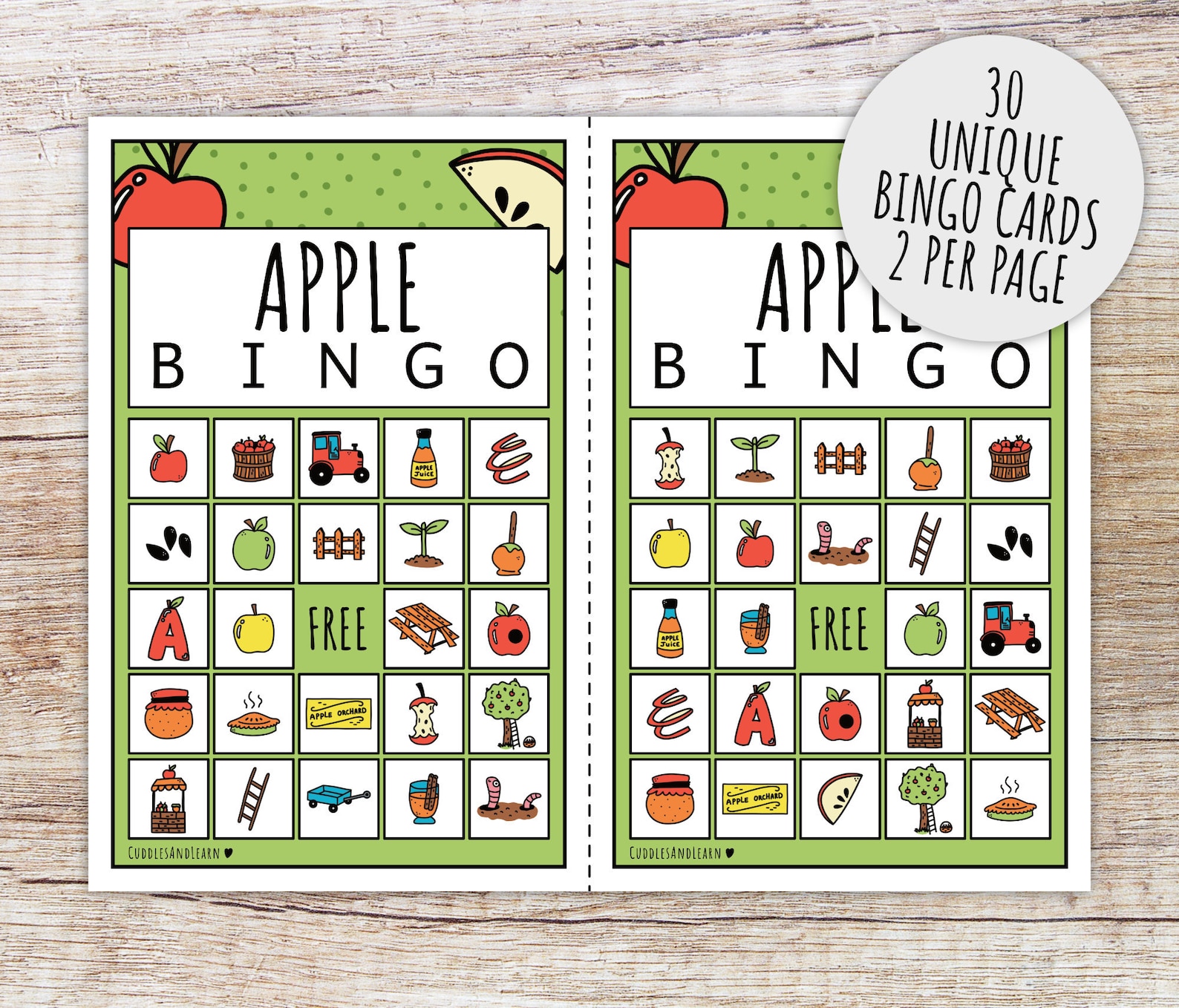 Apple Bingo Game for Kids, Kids Harvest Autumn Party Game, Classroom ...