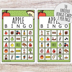 Apple Bingo Game for Kids, Kids Harvest Autumn Party Game, Classroom ...