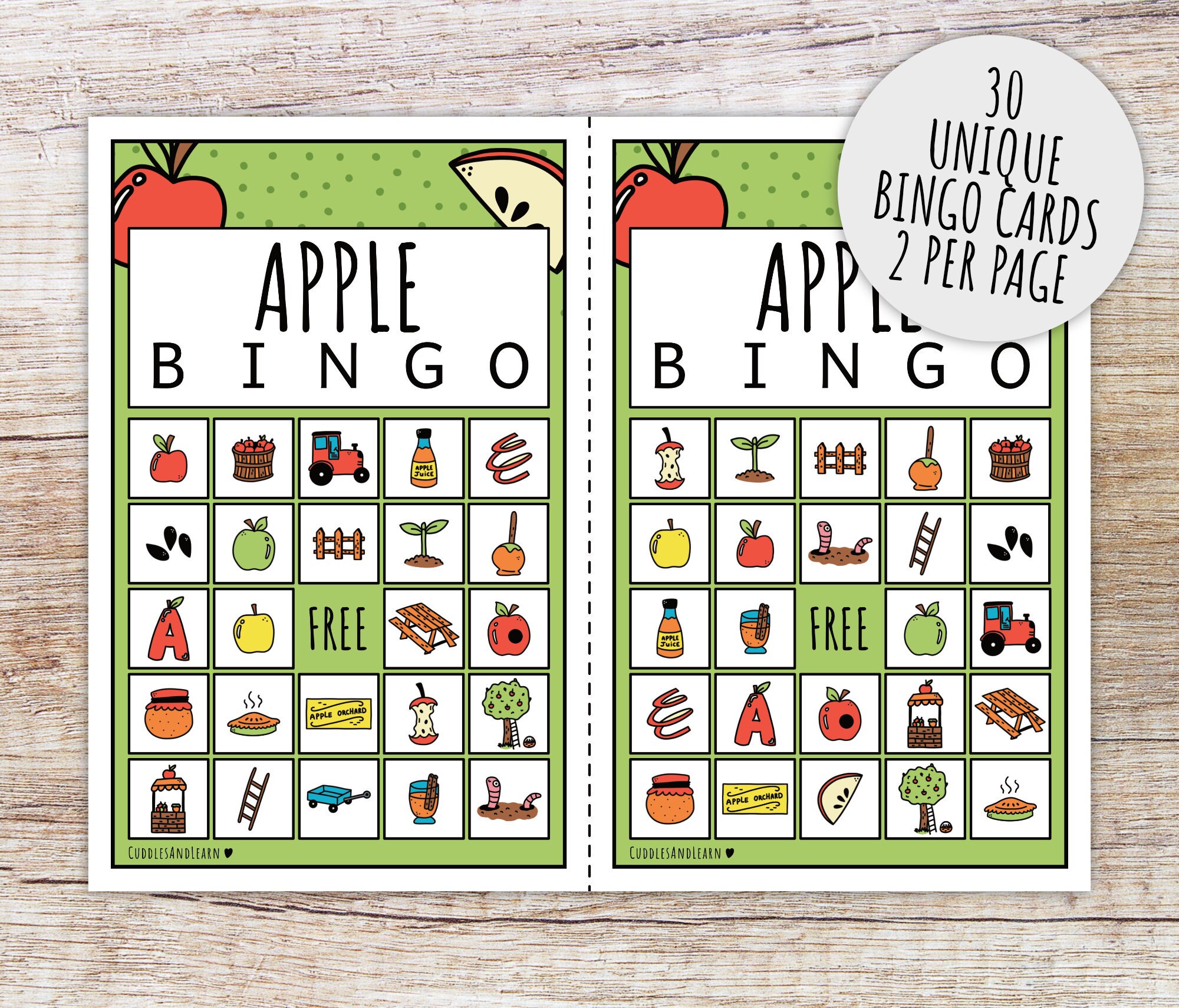 Apple Bingo Game for Kids, Kids Harvest Autumn Party Game, Classroom ...