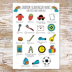 Indoor Scavenger Hunt for Kids, Indoor Kids Activity for Rainy Days ...