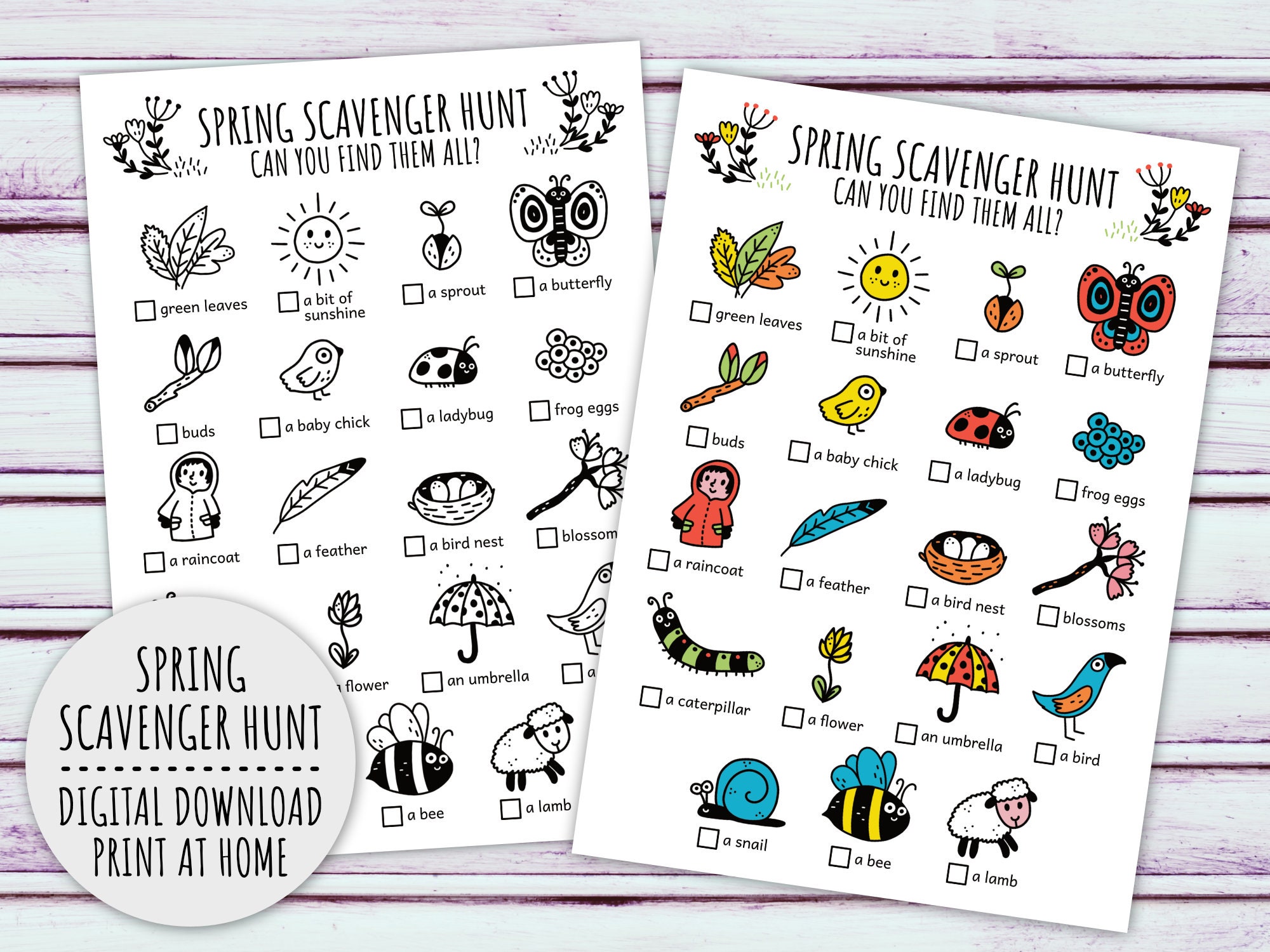 Printable Spring Scavenger Hunt for Kids – Outdoor Nature Activity Game ...