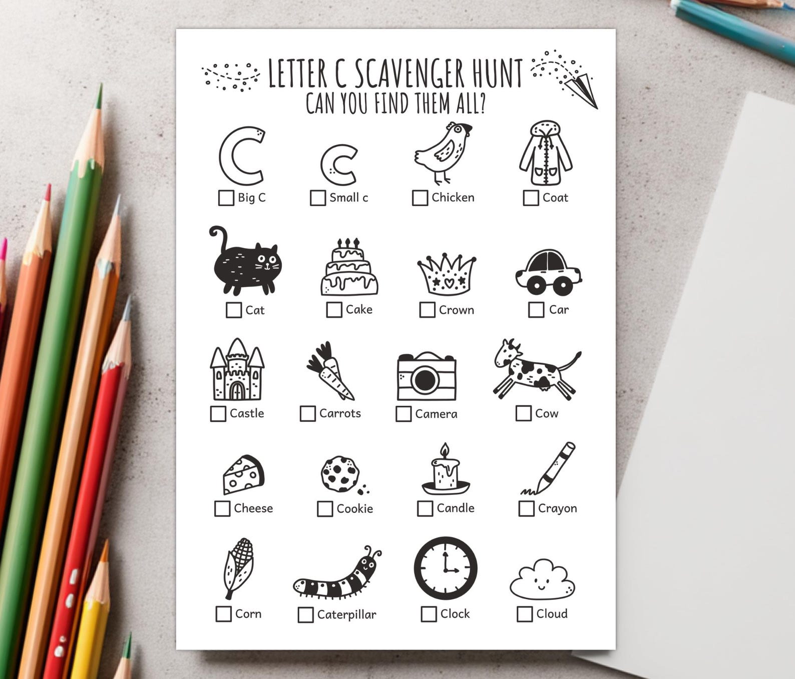 Letter C Scavenger Hunt for Kids | Alphabet Activity, Preschool ...