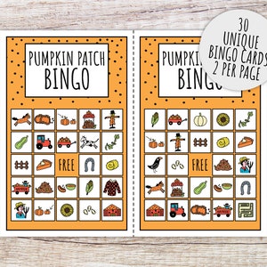 Pumpkin Patch Bingo Game for Kids, Kids Fall Party Game, Preschool ...