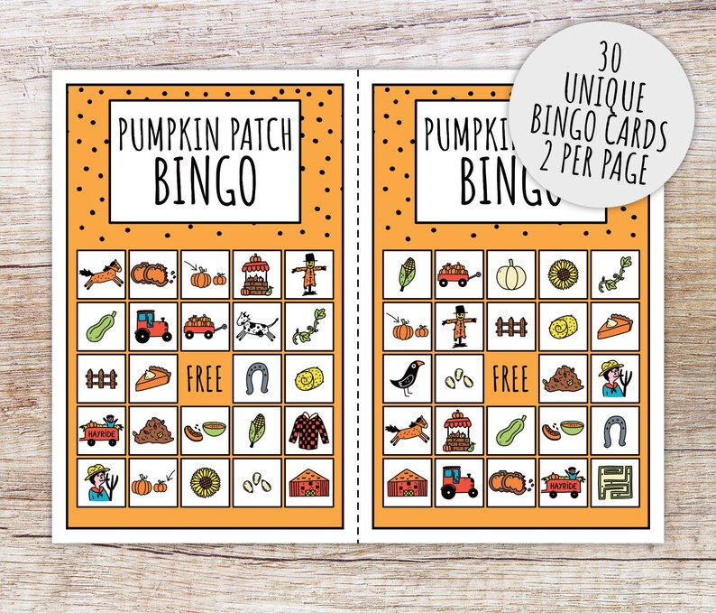 Pumpkin Patch Bingo Game for Kids, Kids Fall Party Game, Preschool ...