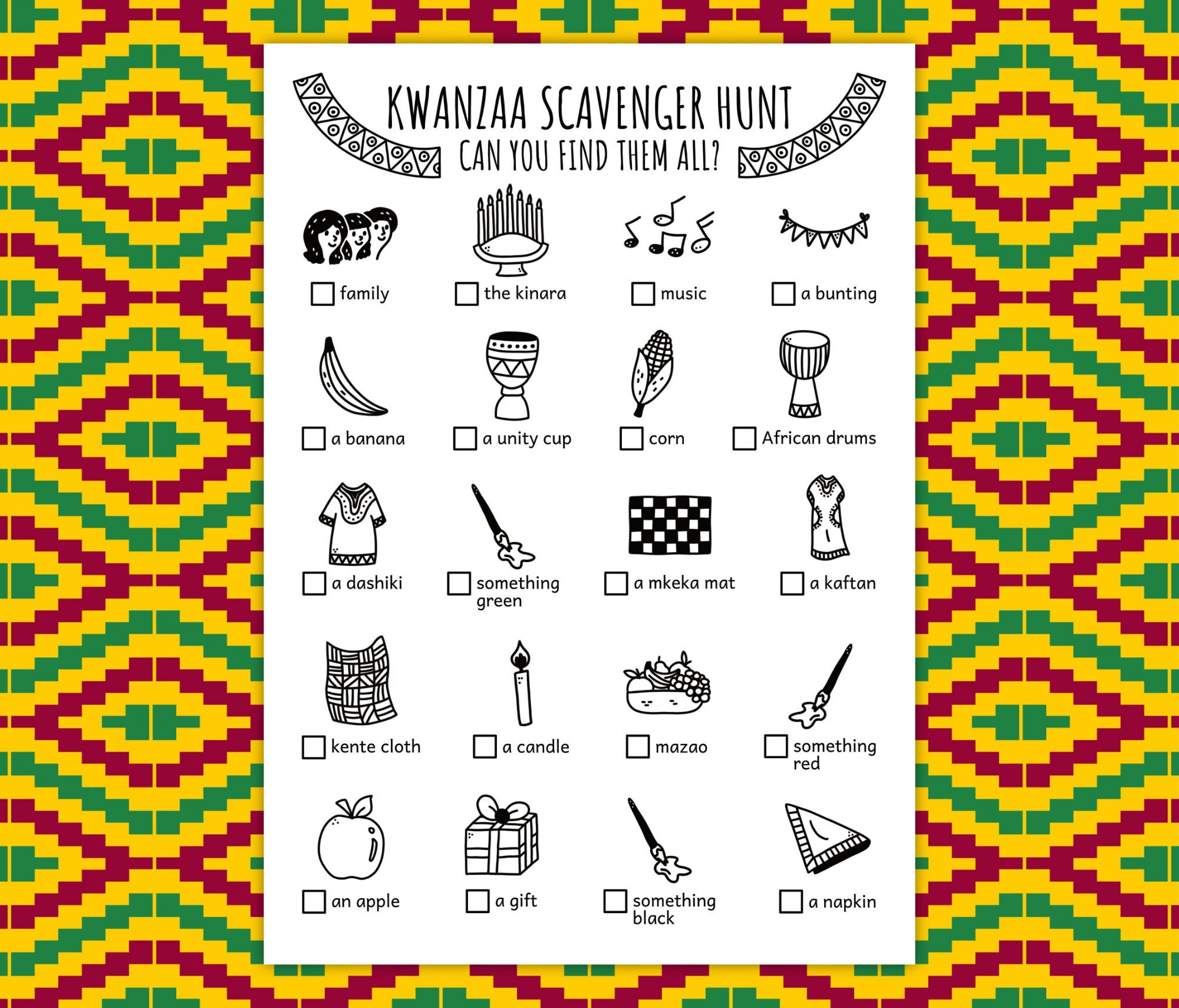 Kwanzaa Scavenger Hunt for Kids, African Festival Treasure Hunt, Party ...