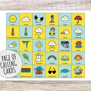 Weather Bingo Game for Kids, Kids Meteorology Party Game, Classroom ...
