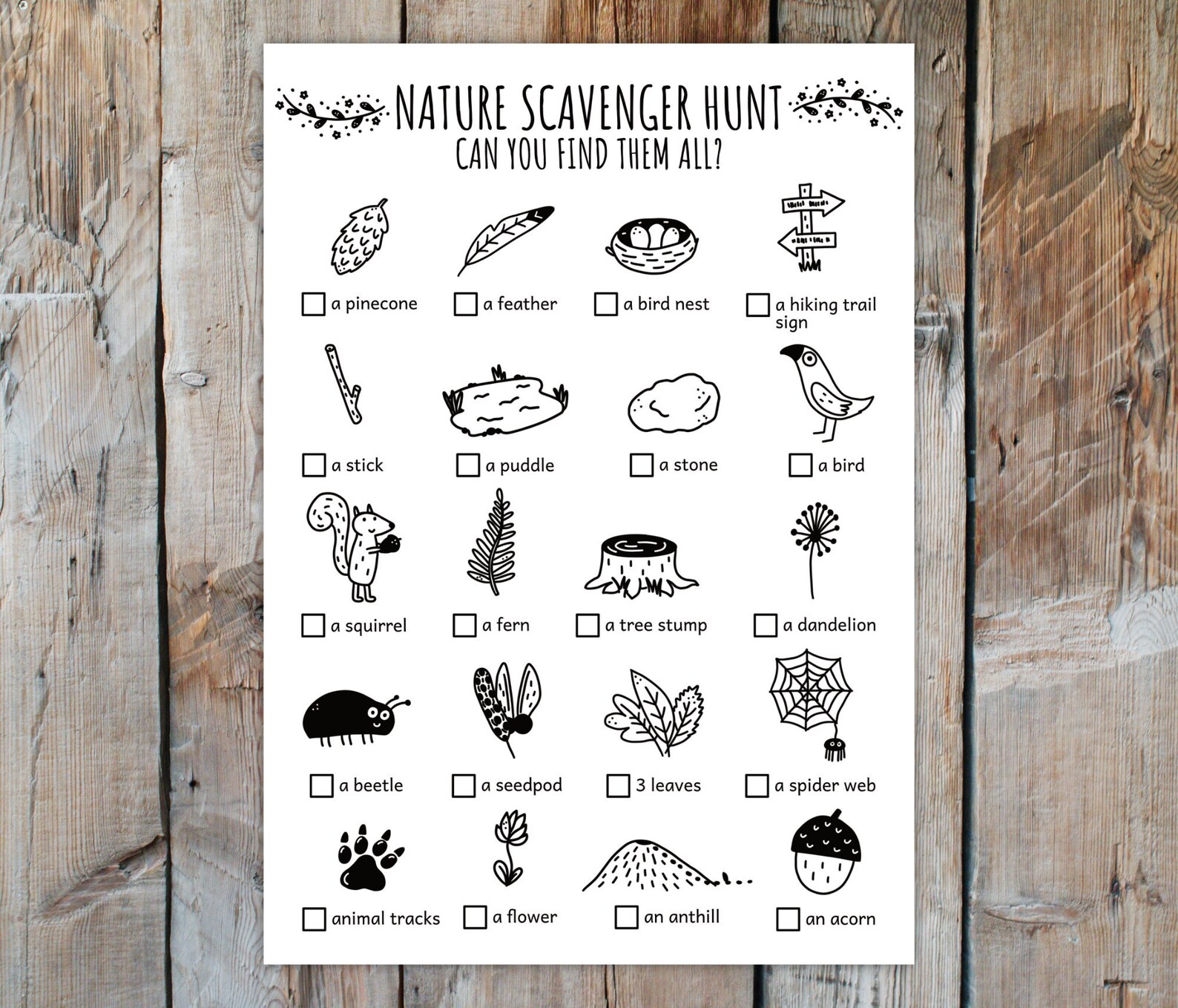 Nature Scavenger Hunt for Kids, Outdoors Kids Activity and Family ...