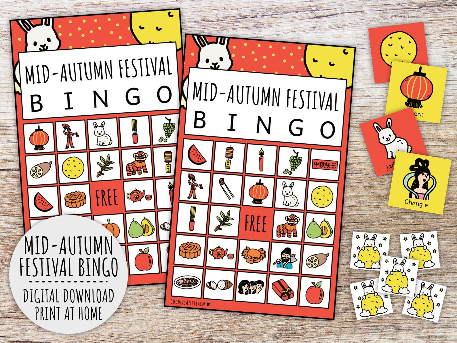Mid-autumn Festival Bingo Game for Kids, Kids Party Game, Harvest ...