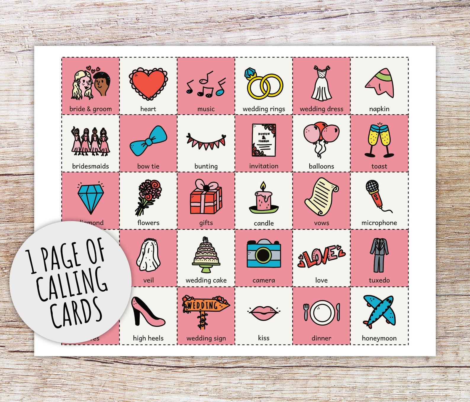 Wedding Bingo Game for Kids, Kids Marriage Party Game, Love Classroom ...