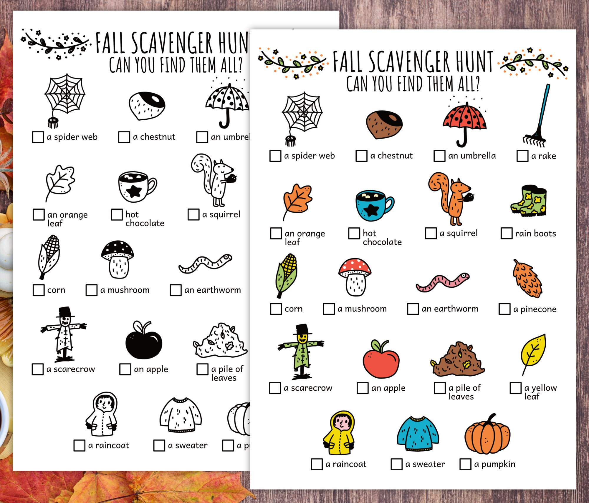 Fall Scavenger Hunt Bundle for Kids, Set of 4 Autumn Treasure Hunt ...