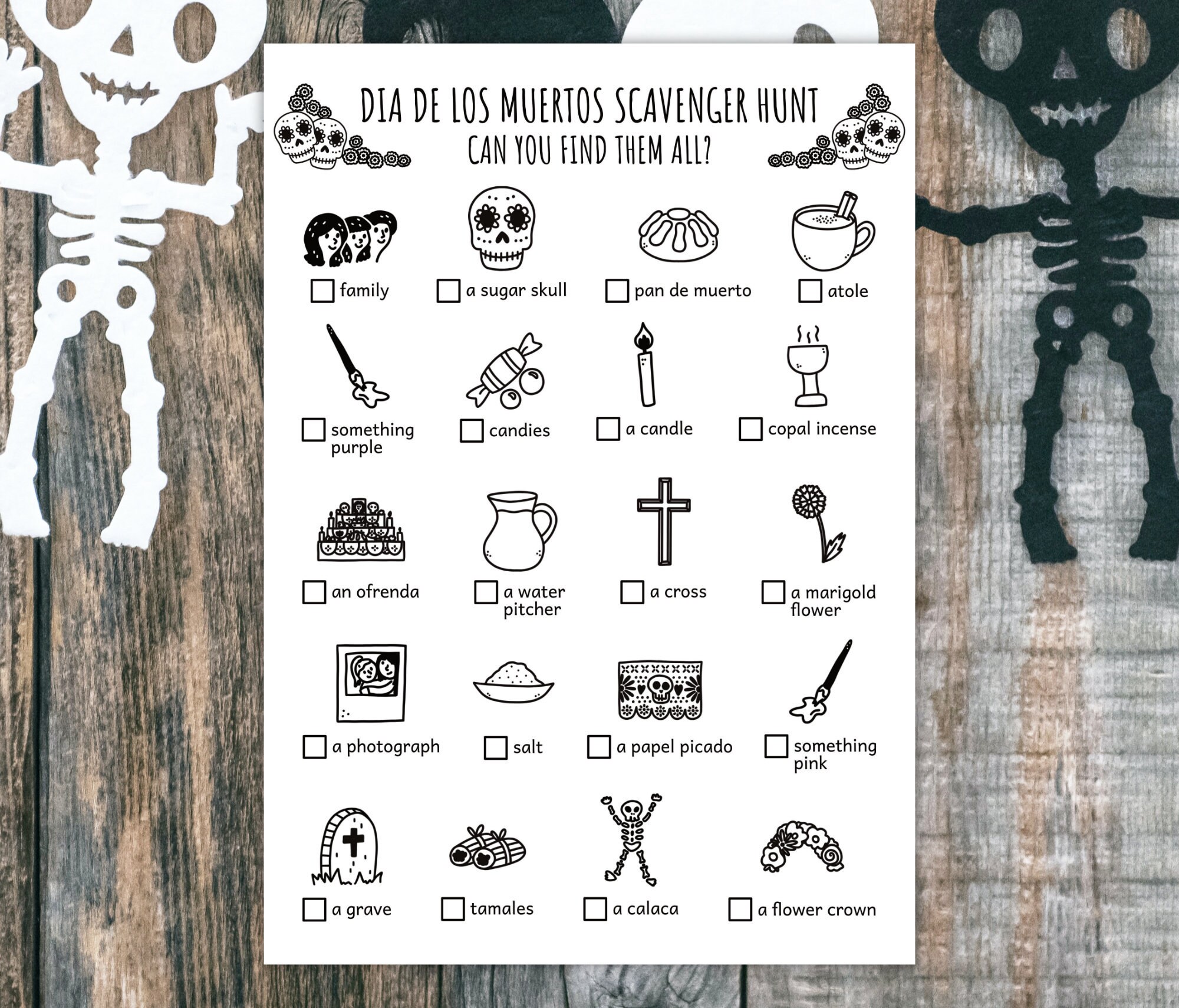 Dia De Los Muertos Scavenger Hunt for Kids, Mexican Treasure Hunt, Day ...